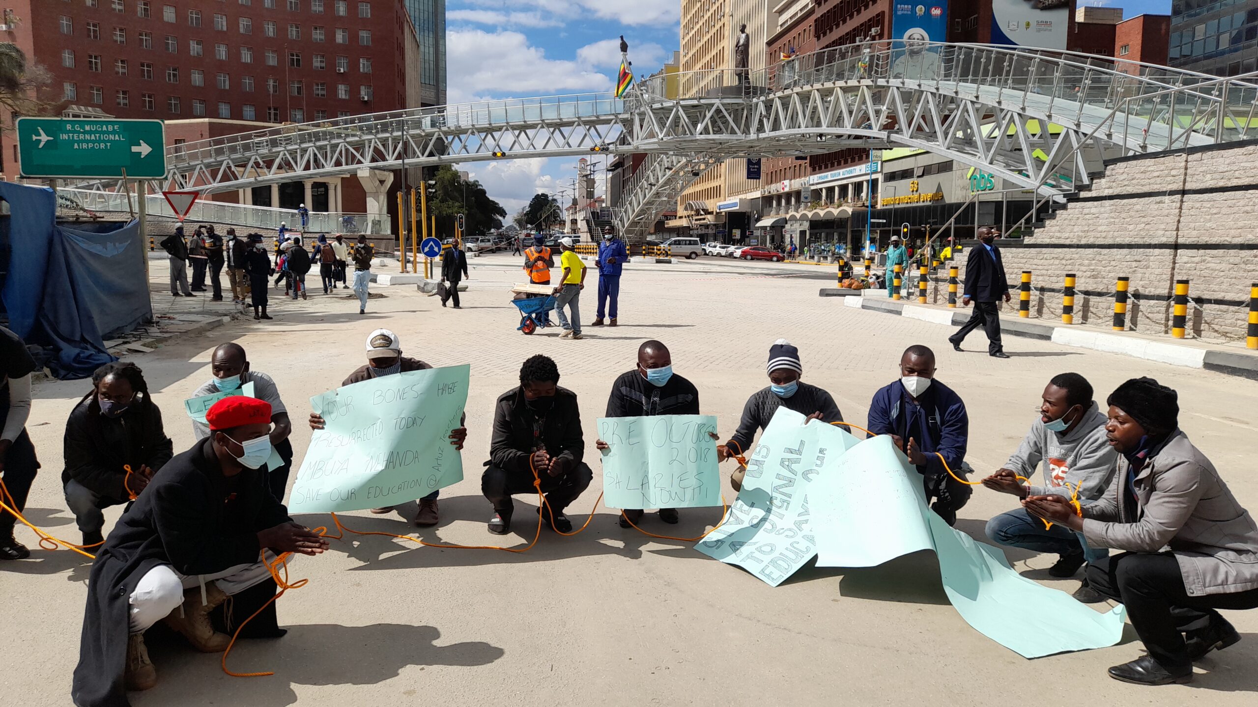 Teachers turn Mbuya Nehanda statue into protest square, demand better ...